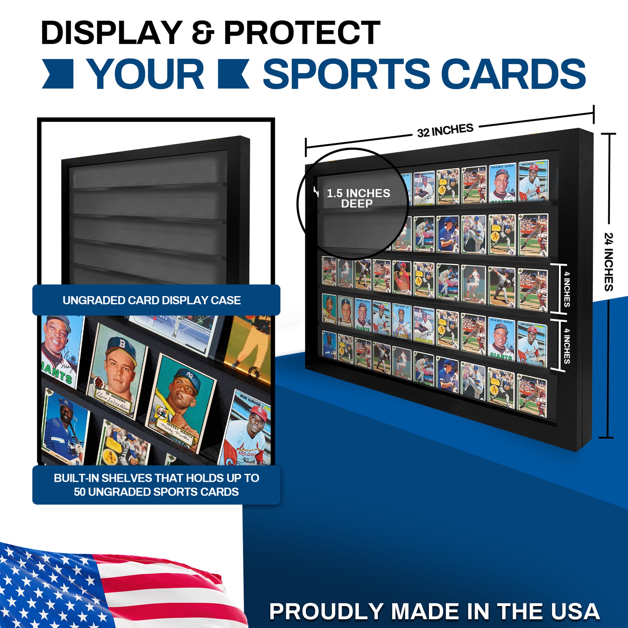50-Card Display Case - Hardwood, UV Protection – pennzonidisplay